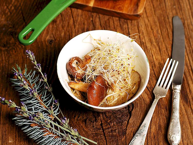 Soya ve Yonca Filizli Shiitake Mantarı